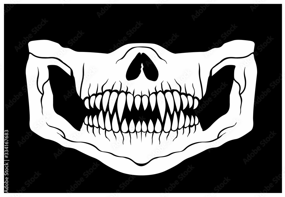 mask of face with skull and predator teeth Stock Vector | Adobe Stock