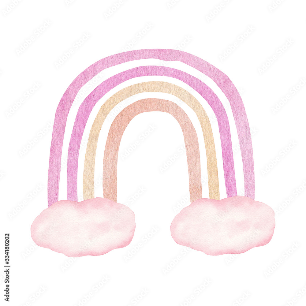 Pastel rainbow watercolor clipart. Cute delicate illustration. Tenderly ...