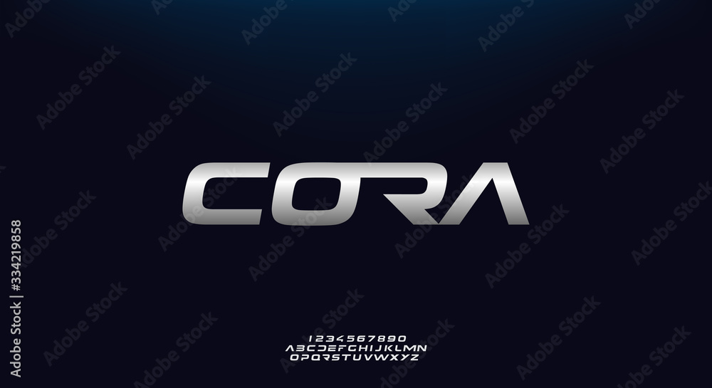 Cora, a bold modern sporty typography alphabet font. vector ...