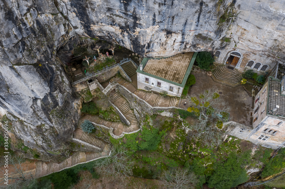 Foto de Stock Aerial view of the Grotto of Maria Magdalena in France ...