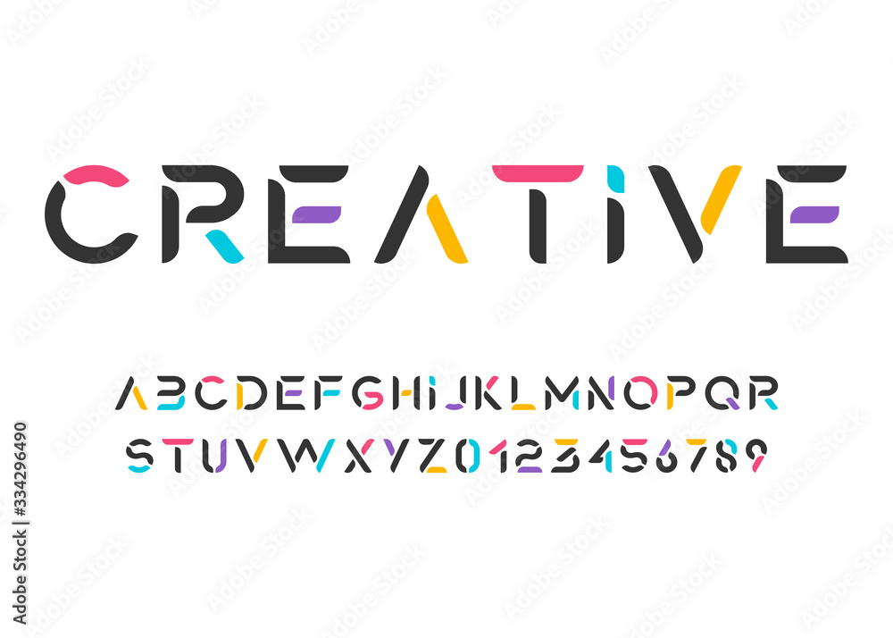 Colorful Modern Alphabet Font. Typography flat dark fonts for ...