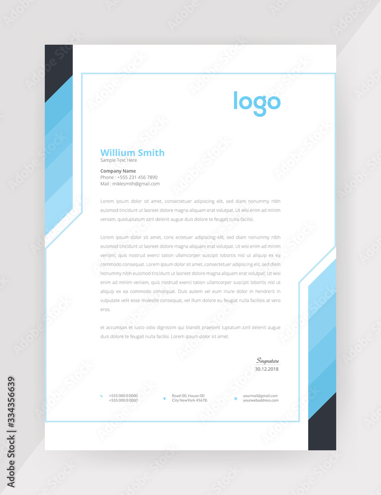Cyan Color Unique style letter head templates for your Business. Stock ...