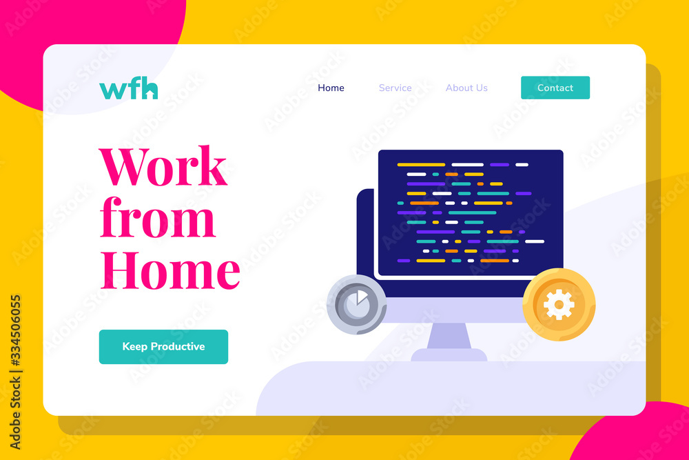 Modern Programmer Work from Home Illustration Landing Page, Web Banners ...