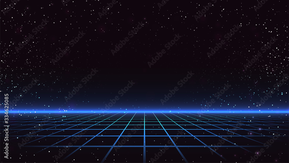 Стоковое векторное изображение «Synthwave Background. Retrowave Perspective Grid. 80s Retro ...