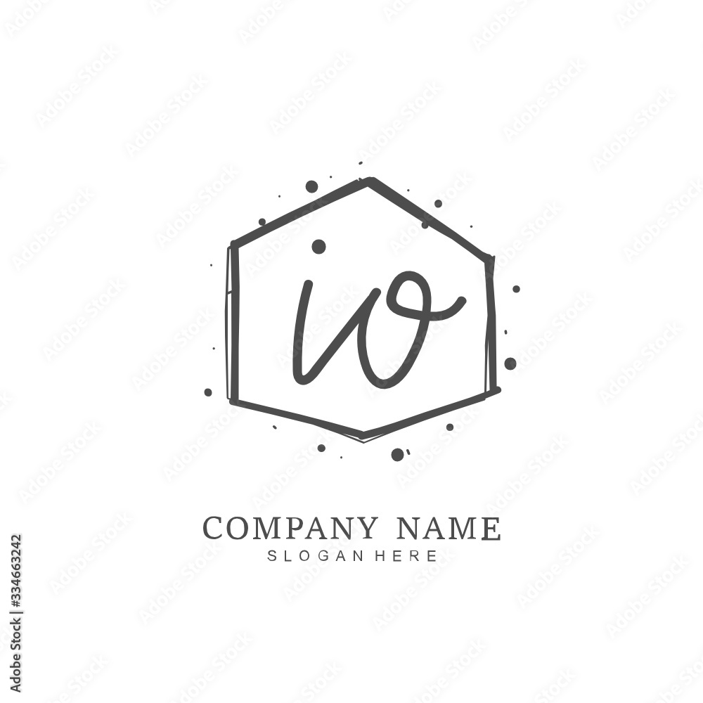 Handwritten initial letter I O IO for identity and logo. Vector logo ...
