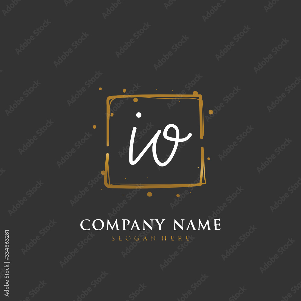 Handwritten initial letter I O IO for identity and logo. Vector logo ...