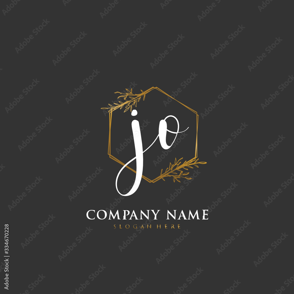 Handwritten initial letter J O JO for identity and logo. Vector logo ...