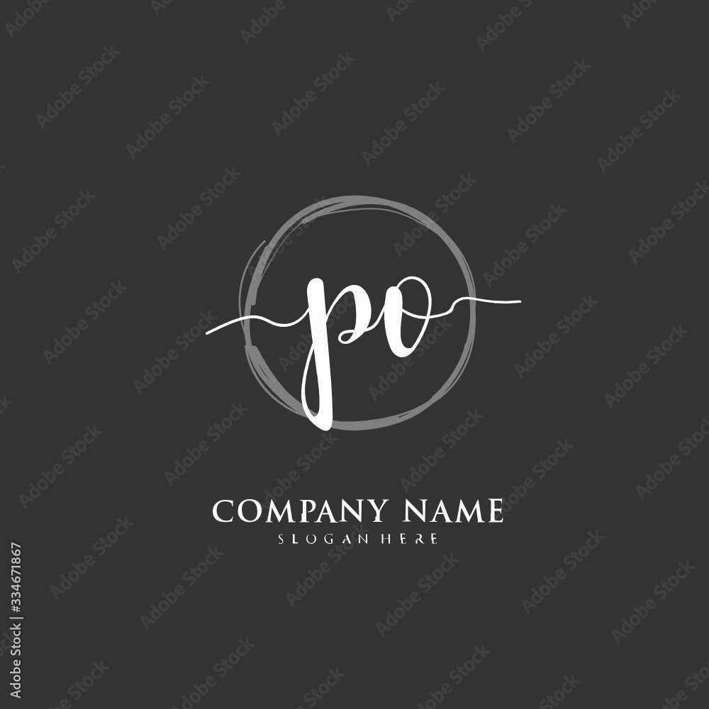 Handwritten initial letter P O PO for identity and logo. Vector logo ...
