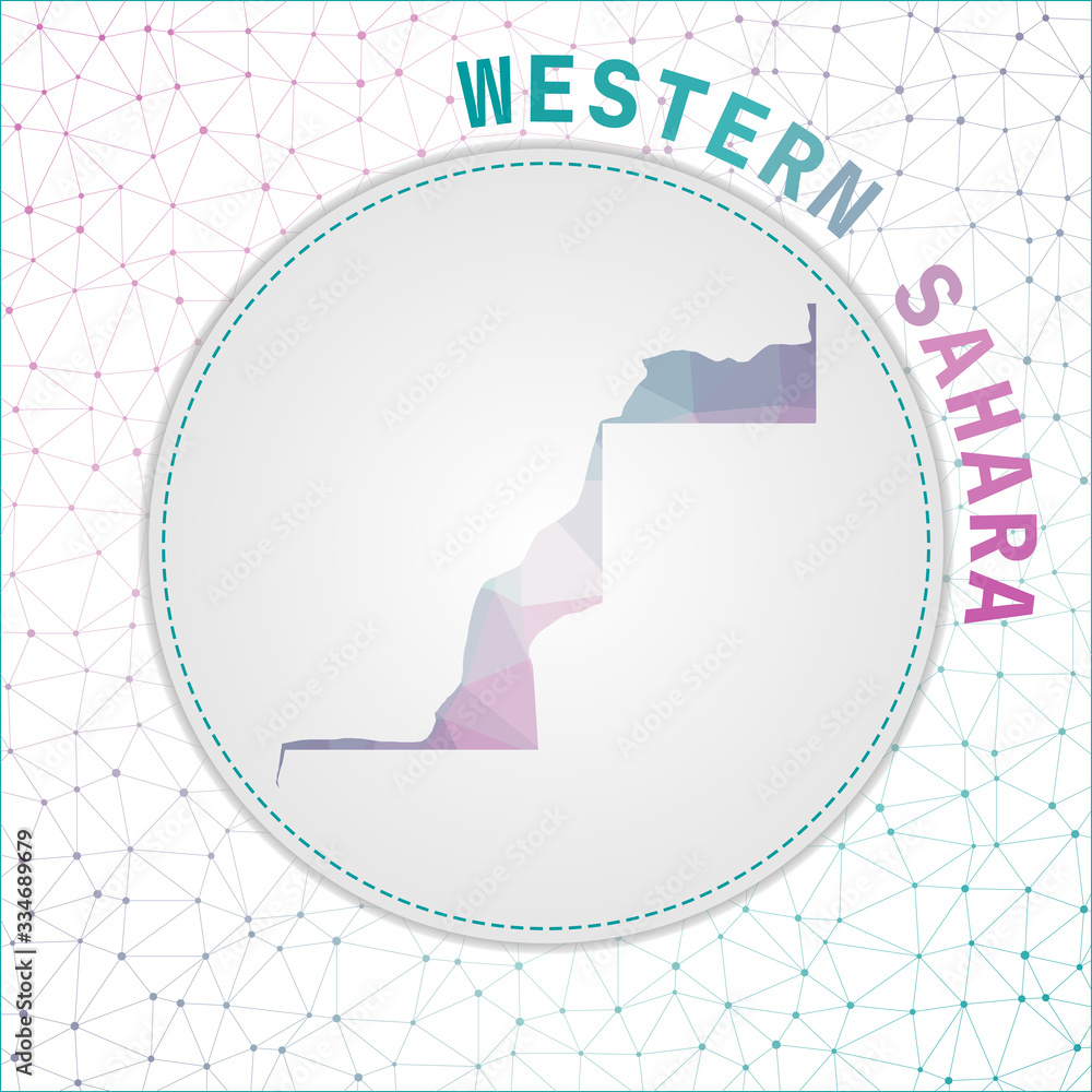 Vector polygonal Western Sahara map. Map of the country with network ...