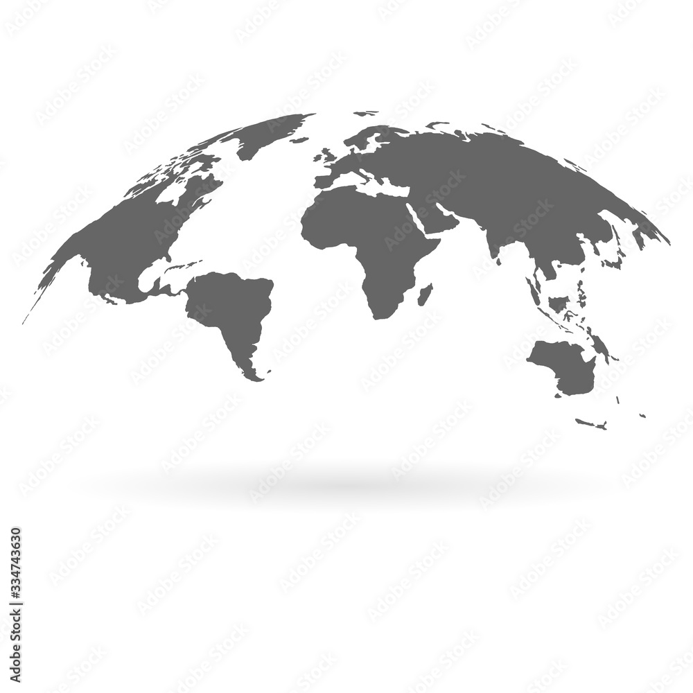 3D Globe Map Template Monochrome, Map of the World with Shadow Isolated ...