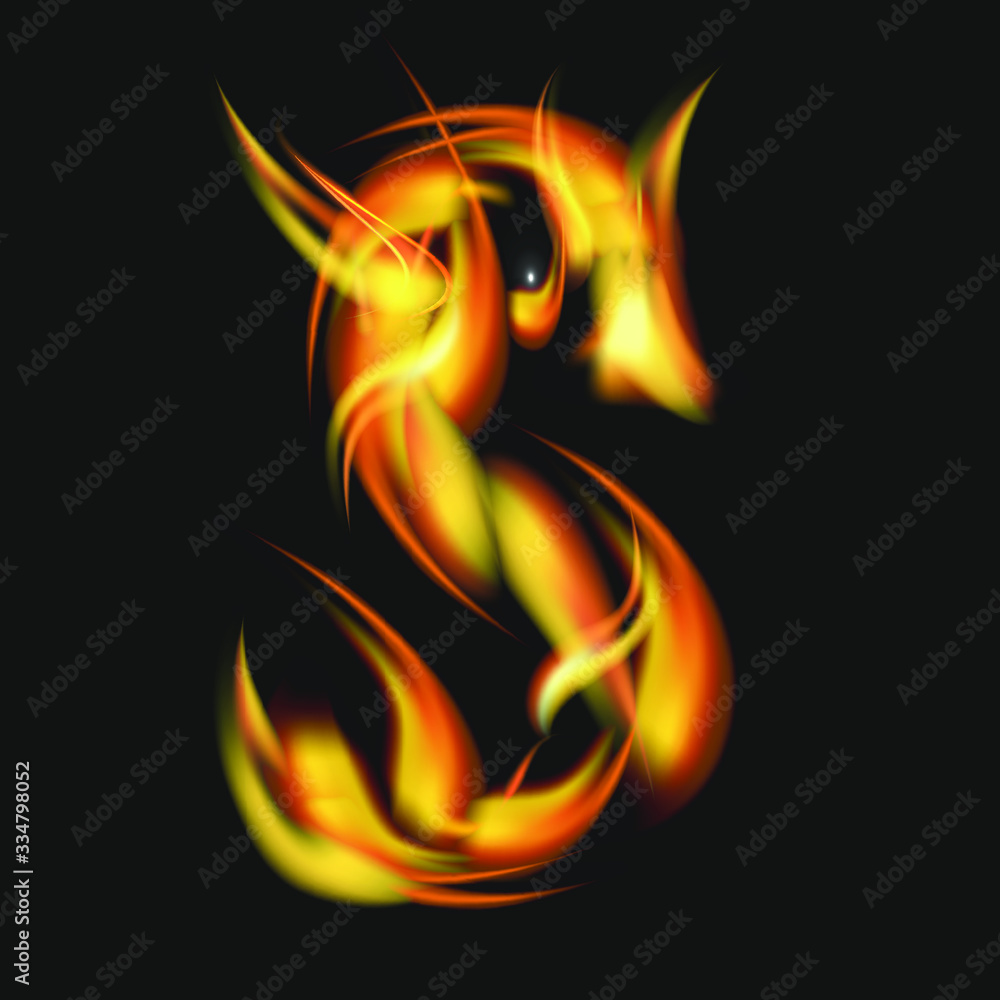 letter S fire or shades of horror, burning letters, Latin fonts from ...