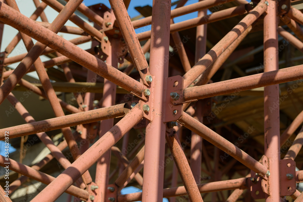 Scaffolding Elements Construction. Metal scaffolding tubes and bars ...