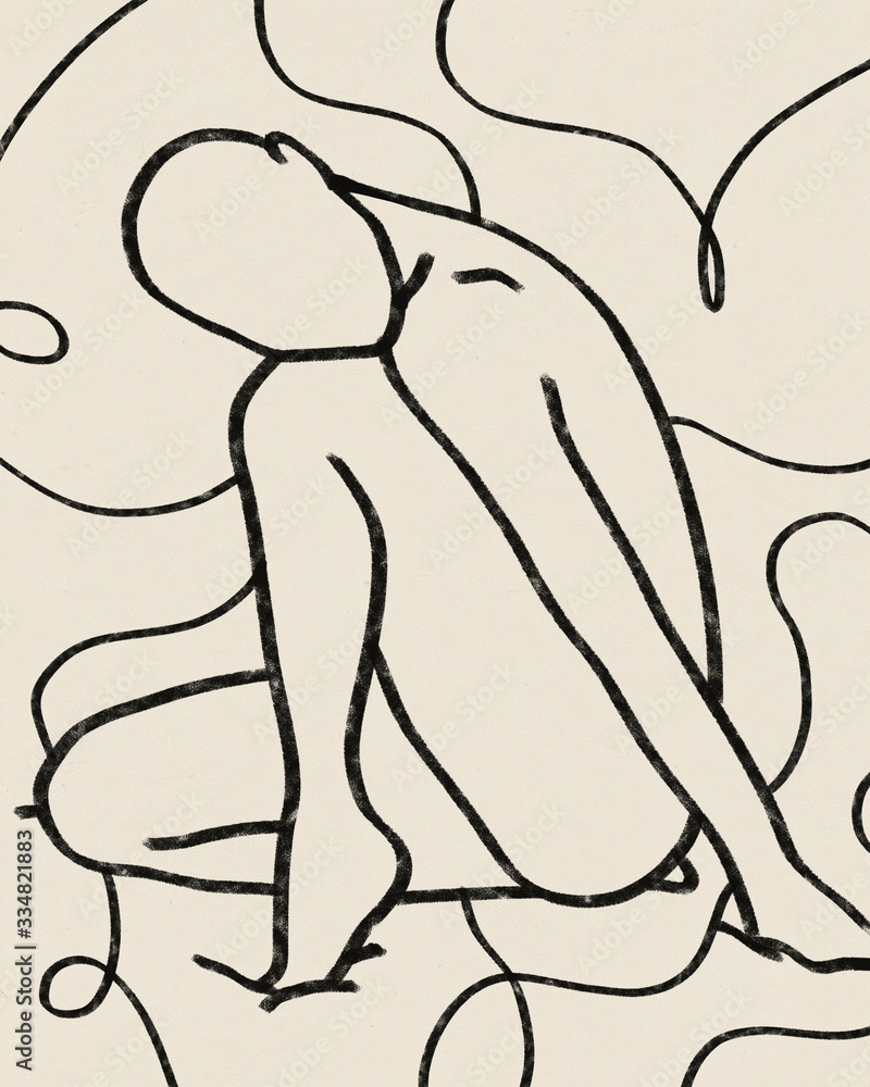 line art woman figurative abstract art hand drawn drawing Stock ...
