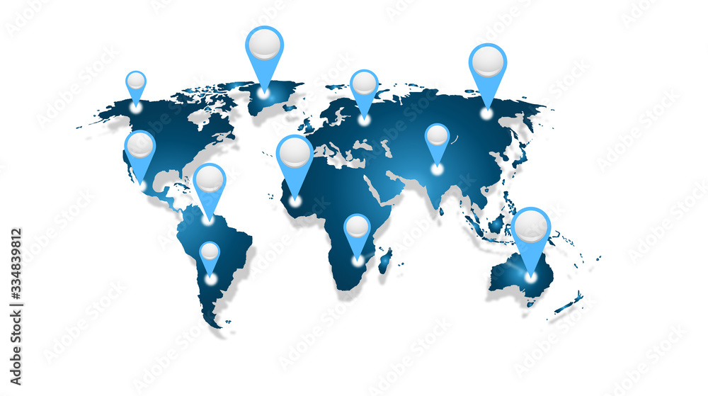 World map, detailed country map of the world, blue template for annual ...