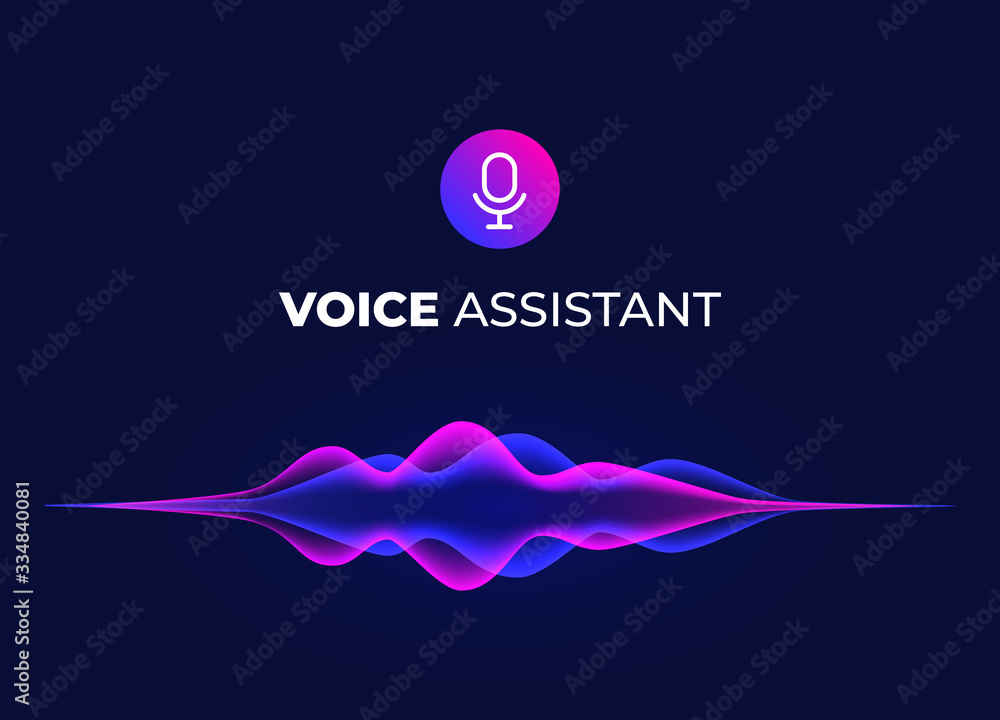 Image vectorielle Stock Voice assistant concept page. Personal mobile ...