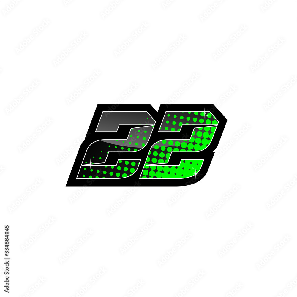 Vector Racing number 22, start racing number, sport race number with ...