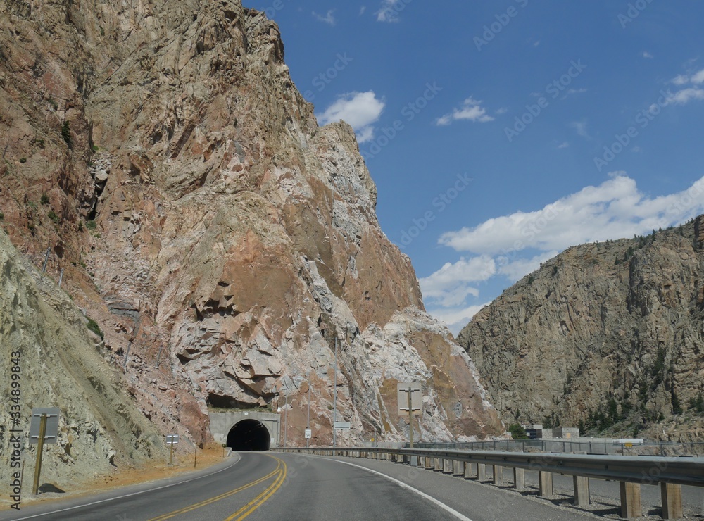 Spectacular mountain walls with the entrance to one of the three ...