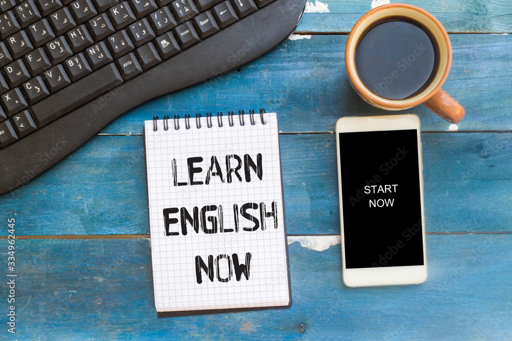 text Learn English Now ON SCREEN Stock Photo | Adobe Stock