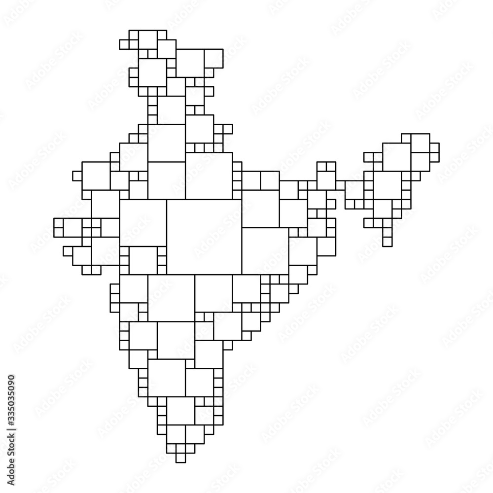 Стоковий вектор India map from black pattern from a grid of squares of ...