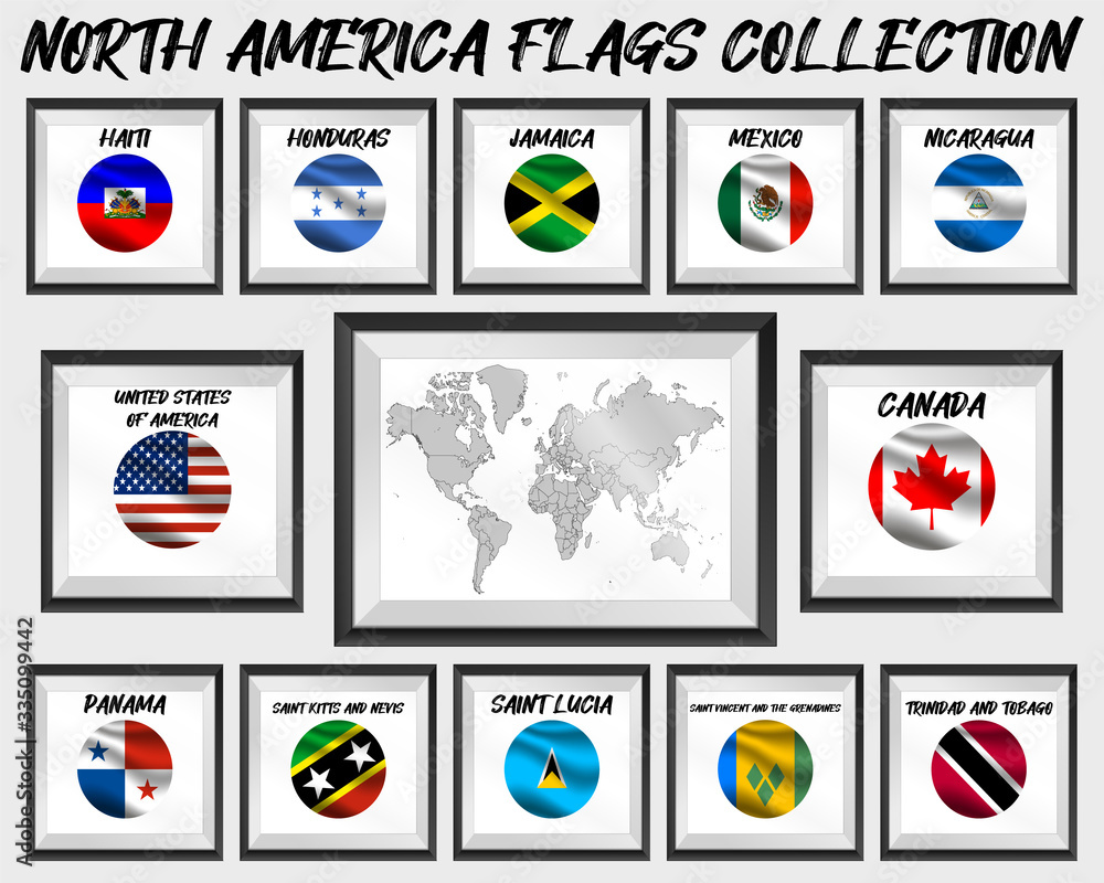 Set of realistic official world national flags, waving edition ...