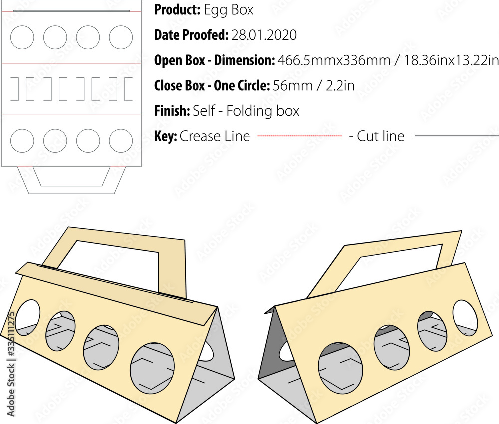 Egg Box Packaging template die cut vector Stock Vector | Adobe Stock