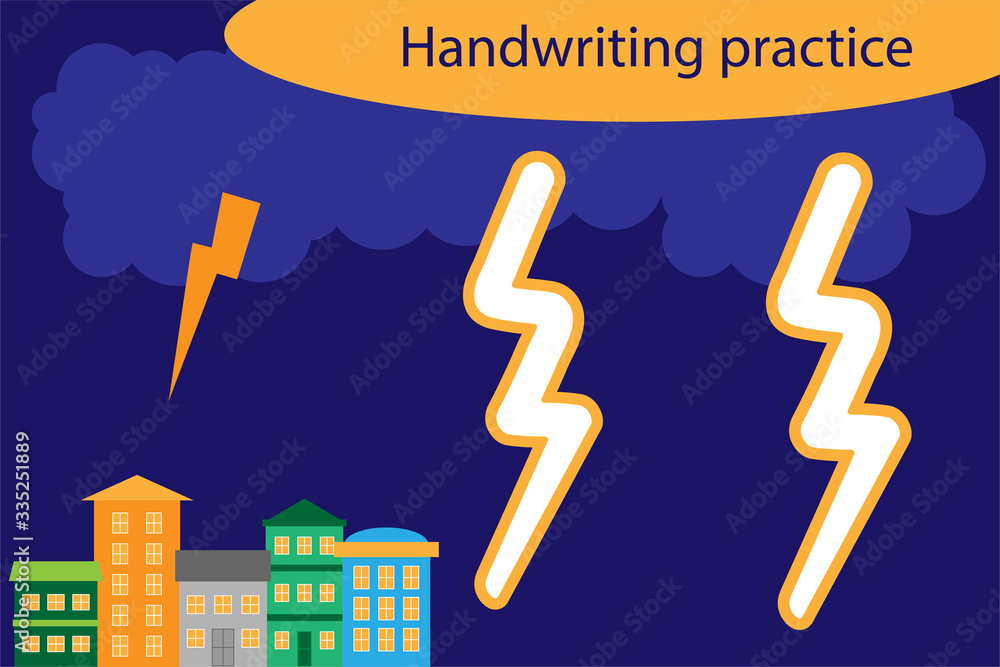 Vector de Stock Handwriting practise, writing training. lightning ...