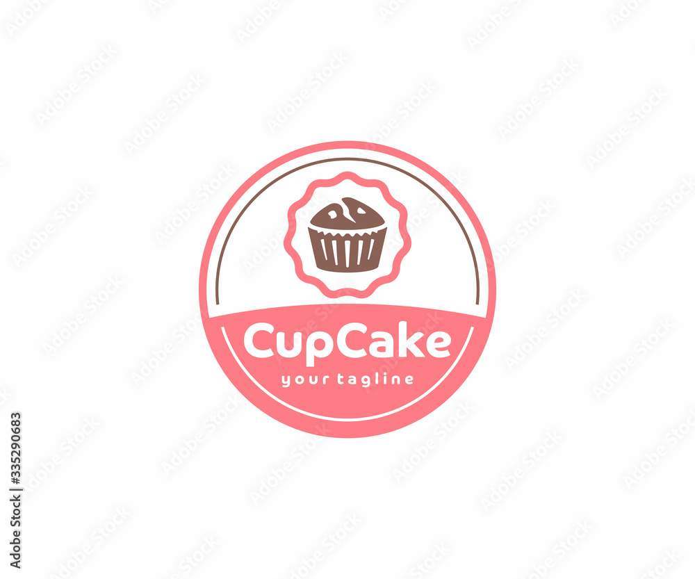 Cupcake circle emblem logo design. Muffins with berries vector design ...