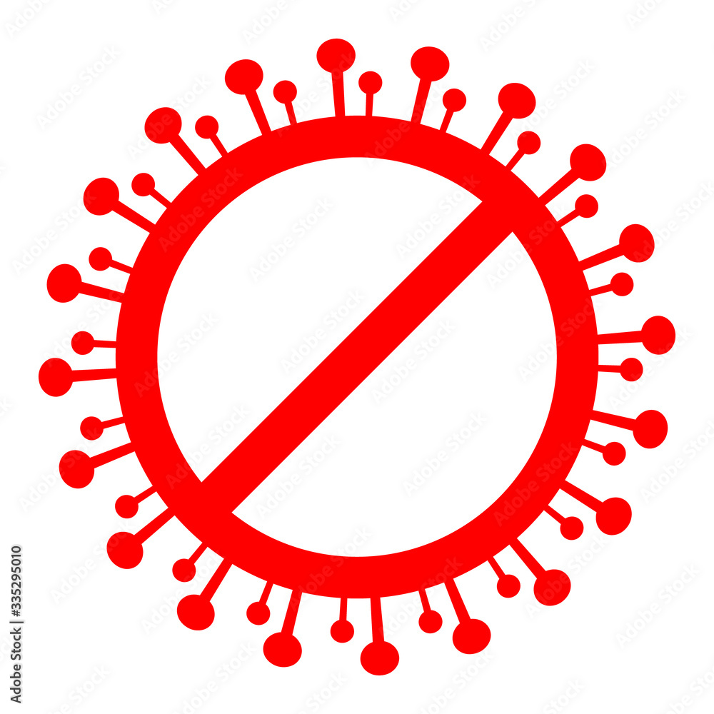 isolated vector image of a coronavirus. sign of the ban. restrictions ...