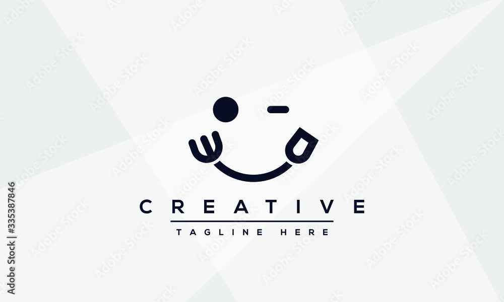 Winking Face Food logo vector icon. Fork and Spoon smile concept line ...