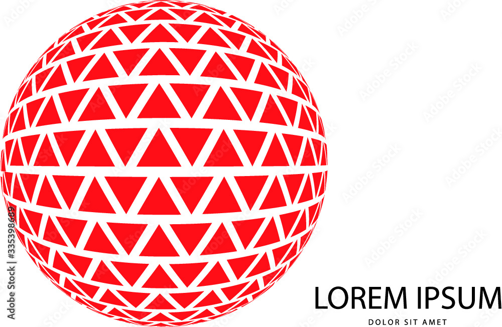 Abstract 3d red globe logo in vector format. Can be used in branding or ...