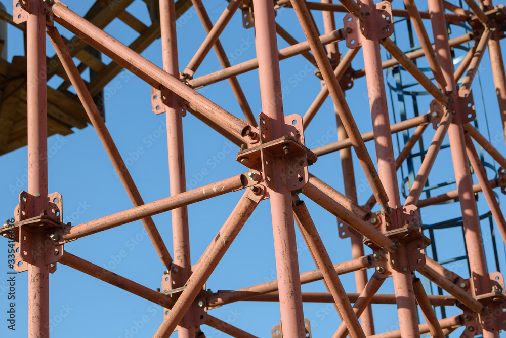 Scaffolding Elements Construction. Metal scaffolding tubes and bars ...