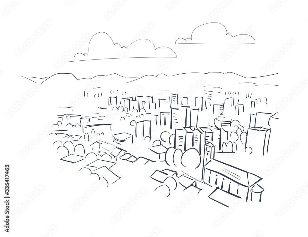 Zenica Bosnia and Herzegovina Europe vector sketch city illustration ...