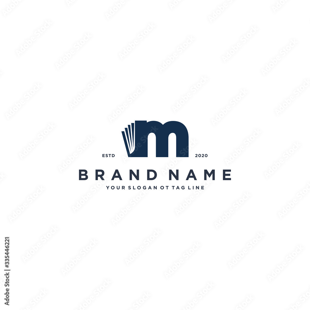 letter M and book logo design vector Stock Vector | Adobe Stock