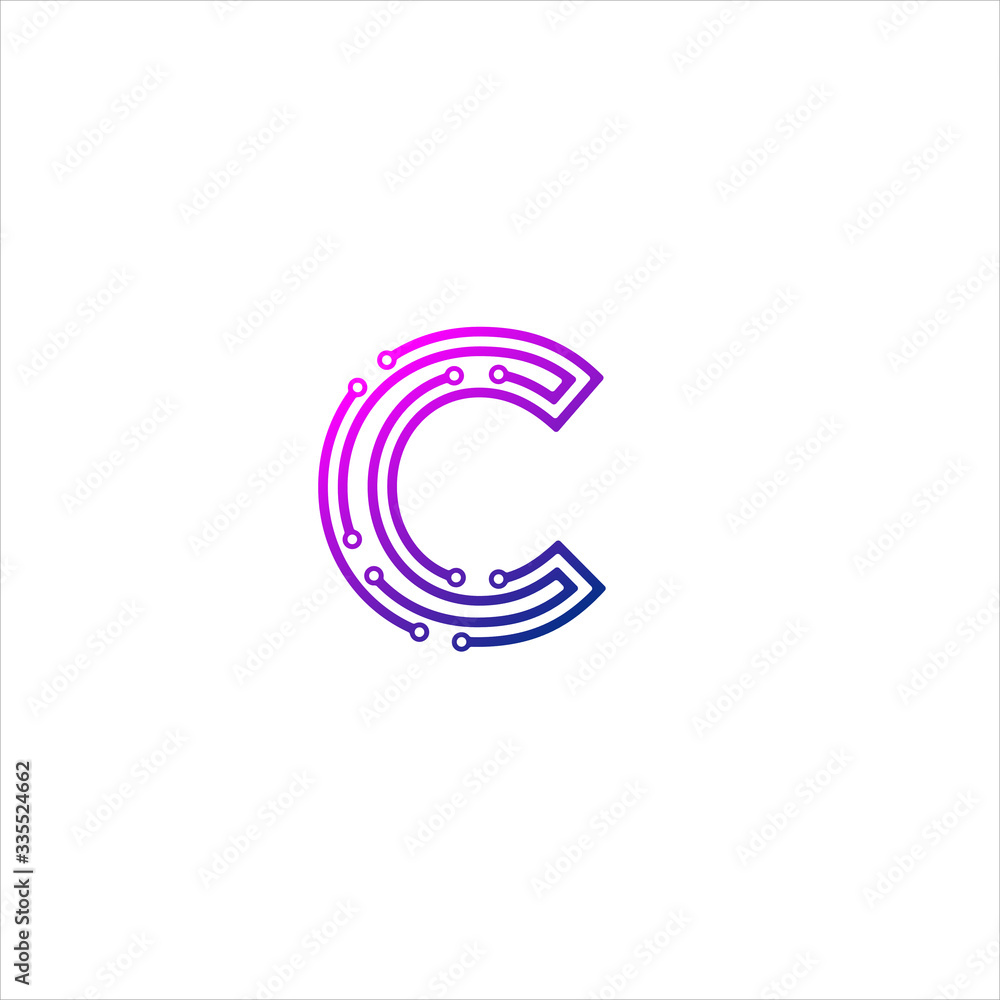 Vector Letter C logo design concept, Technology and digital abstract ...