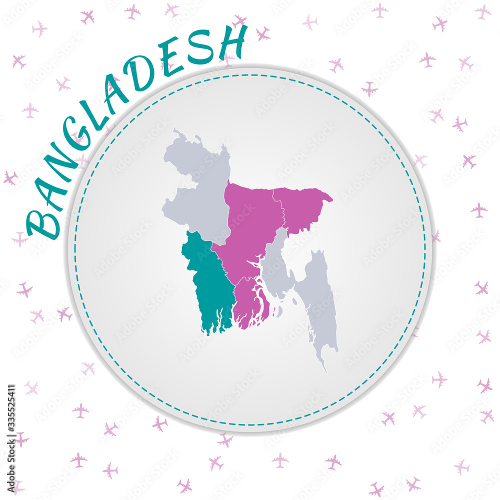 Bangladesh map design. Map of the country with regions in emerald ...