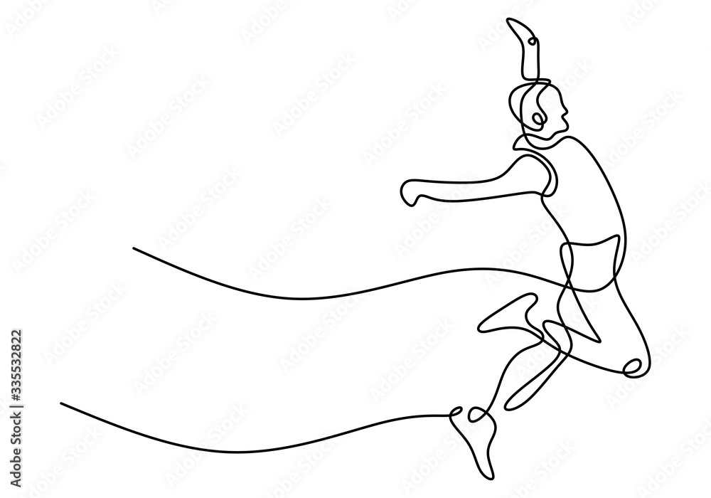 Continuous line drawing of athlete long jump. Young energetic athlete ...