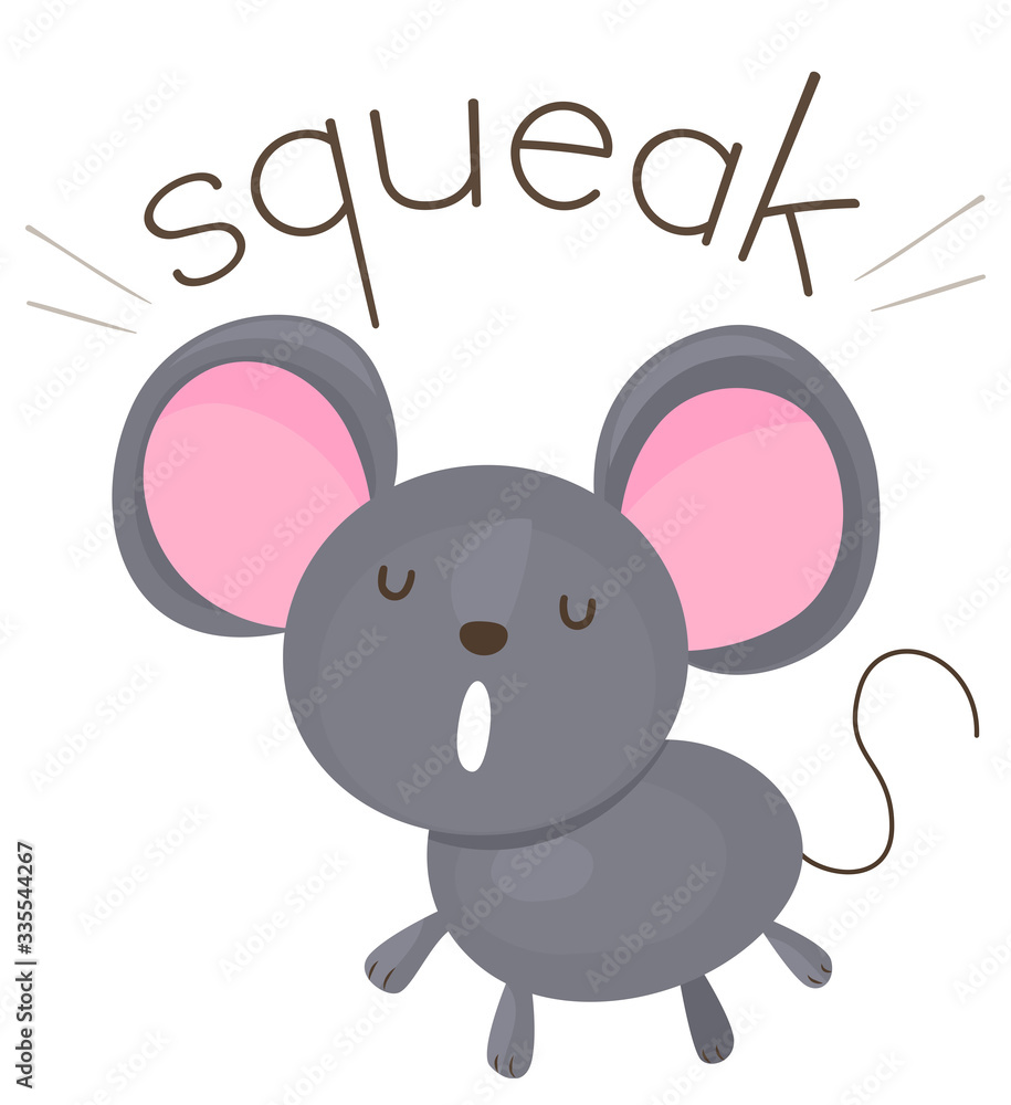Mouse Onomatopoeia Sound Squeak Illustration Stock Vector | Adobe Stock