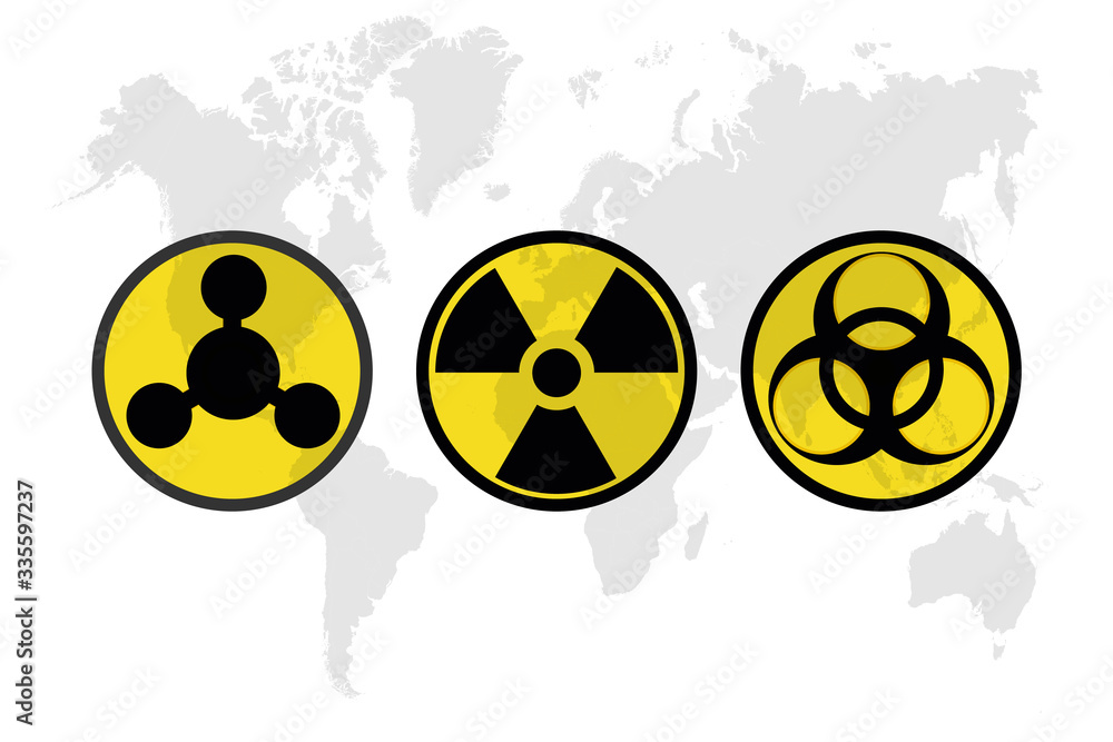 Warning signs, symbols. Danger, poison, biohazard, electricity, high ...