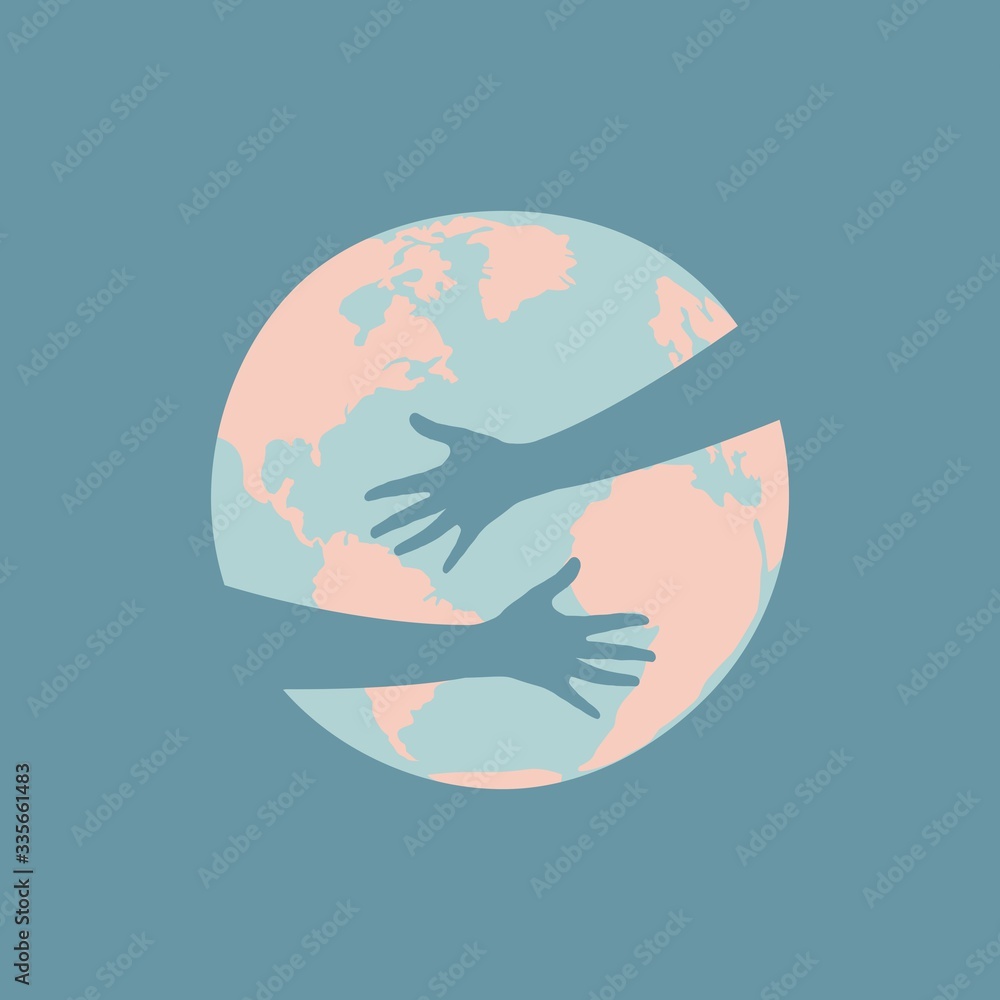 Hands hug the planet Stock Illustration | Adobe Stock