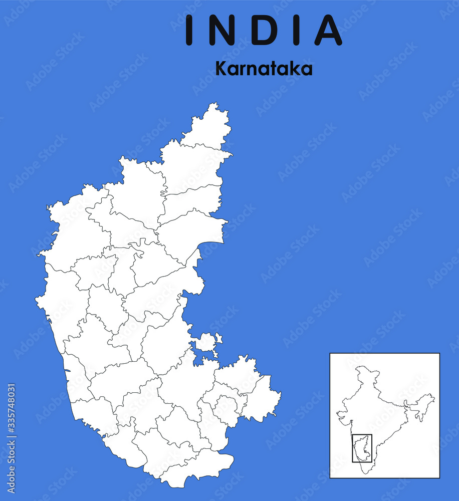 Karnataka district map with names vector illustration. Karnataka map ...