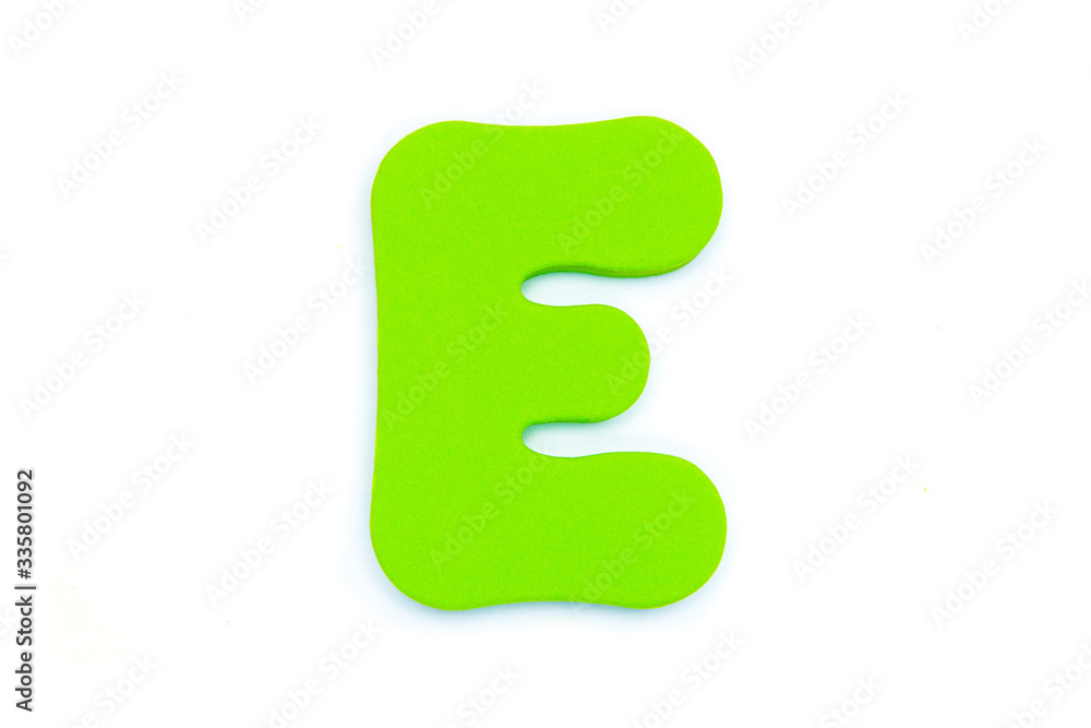 Colored letter E on white background, symbol and sign. template ...