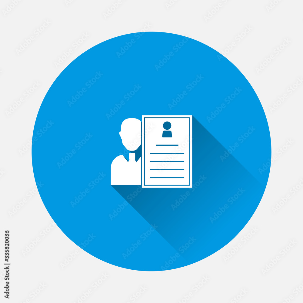 Job and resume icon on blue background. Flat image with long shadow ...