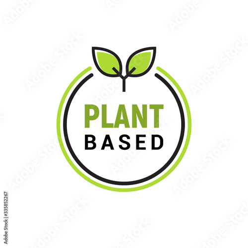 Plant based vegan badge eco icon. Suitable vegetarian symbol logo leaf ...