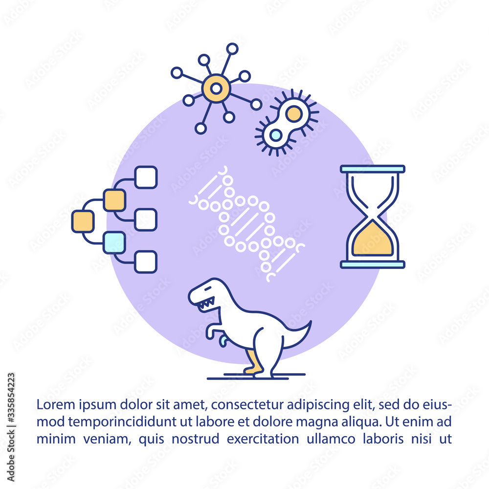 Evolution, heritable characteristics change concept icon with text ...