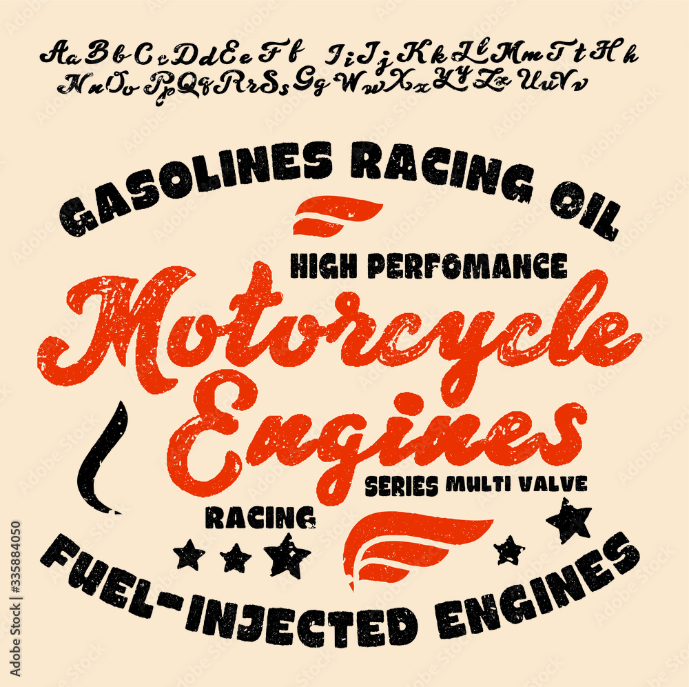 Emblem Motorcycle Collection .Decorative gothic serif font inspired by ...