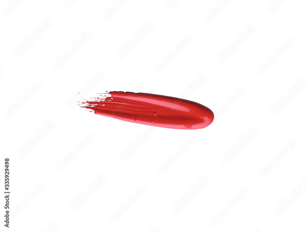 Red colored brush stroke paiting over isolated background, canvas ...