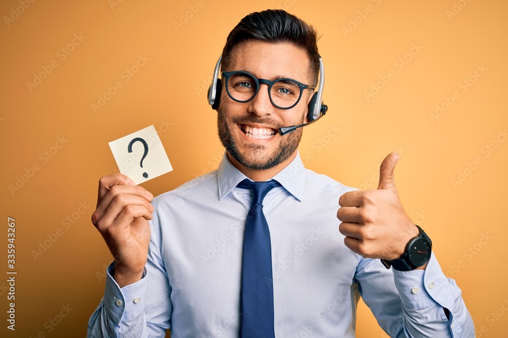 Business operator man with customer service headset from call center ...