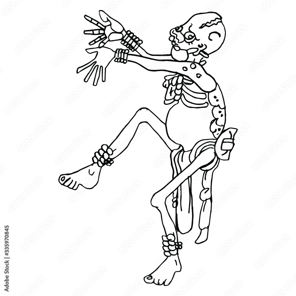 Vector de Stock Dancing human skeleton. Mayan mythology. Native ...