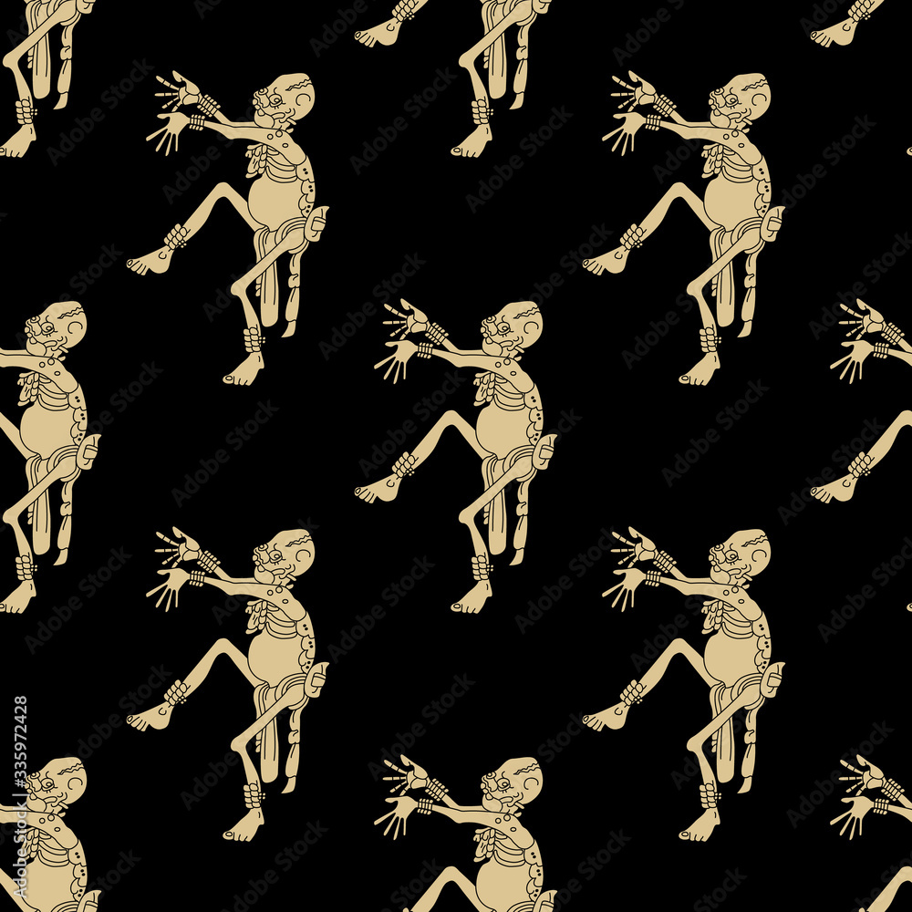 Seamless geometrical monochrome pattern with dancing human skeletons ...