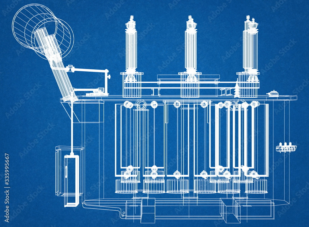 Power transformer blueprint Stock Photo | Adobe Stock